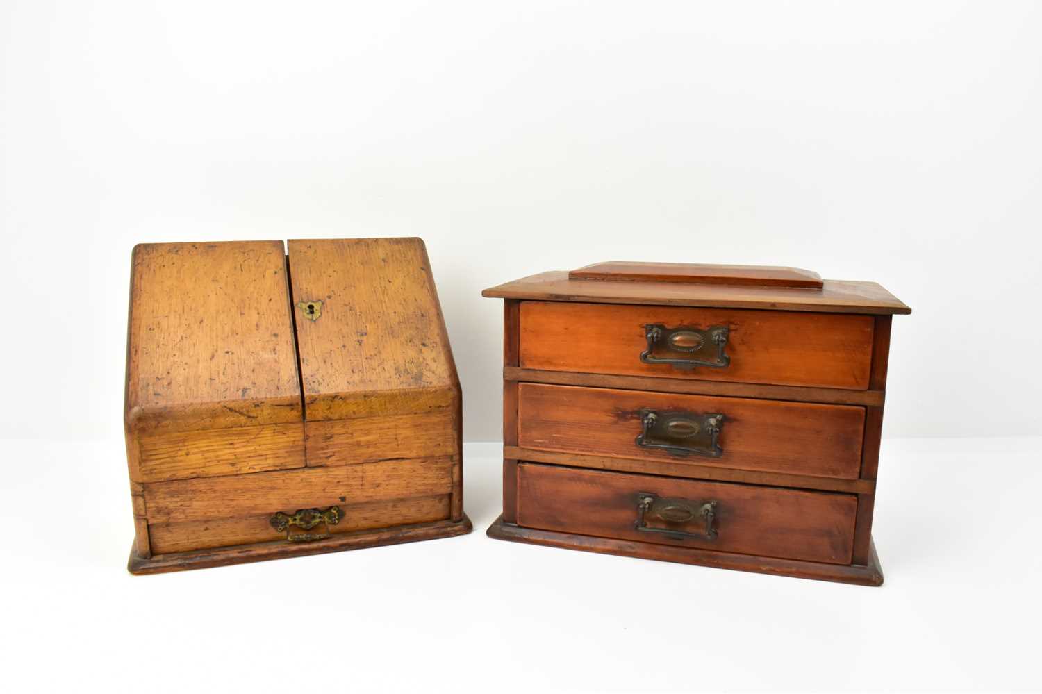 Lot 248 - A small tabletop chest of three drawers,