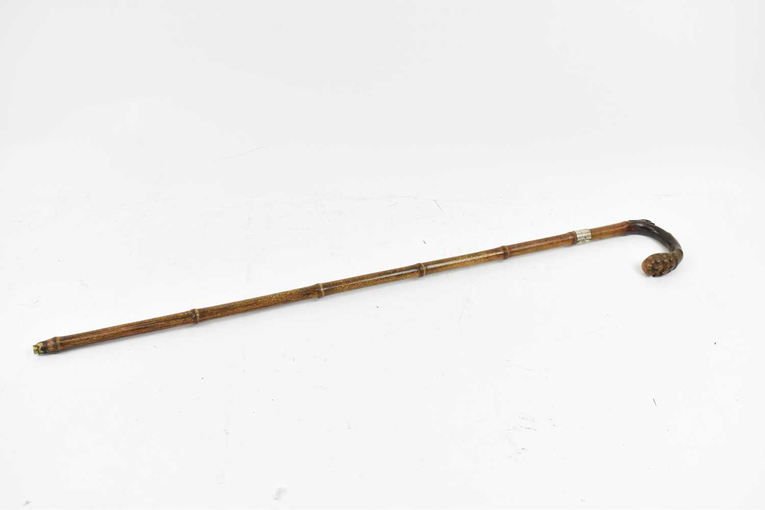 Lot 2458 - A bamboo measuring stick, the brass base