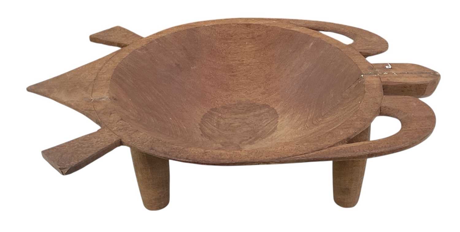 Lot 222 - A large Fijian kava carved hardwood bowl,
