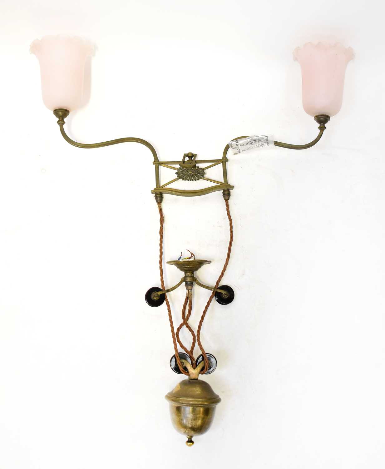 Lot 75 - A brass rise-and-fall ceiling light fitting