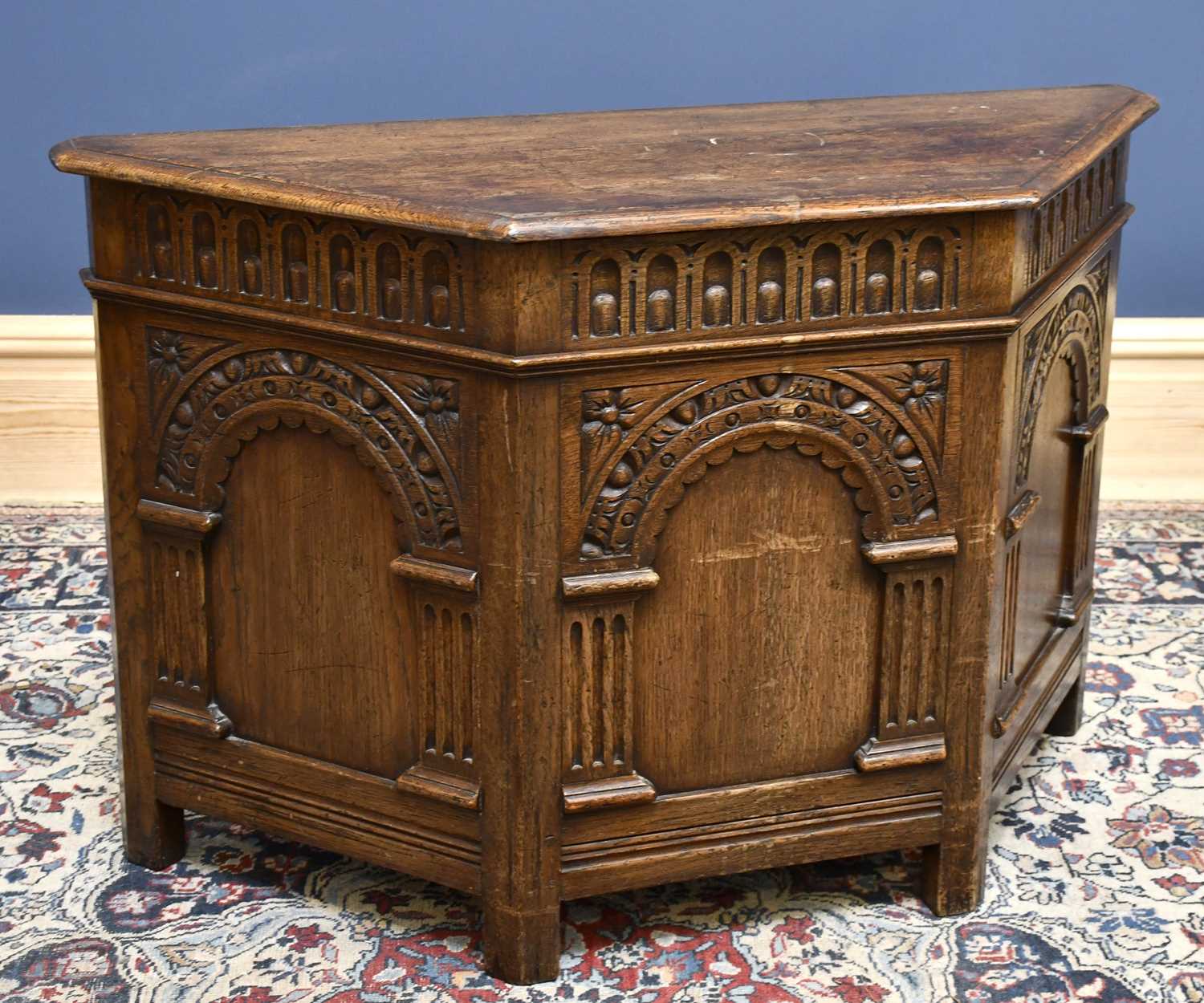 Lot 2766 - A late 19th/early 20th century oak coffer,