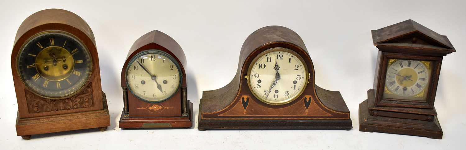 Lot 131 - Four mantel clocks comprising an inlaid