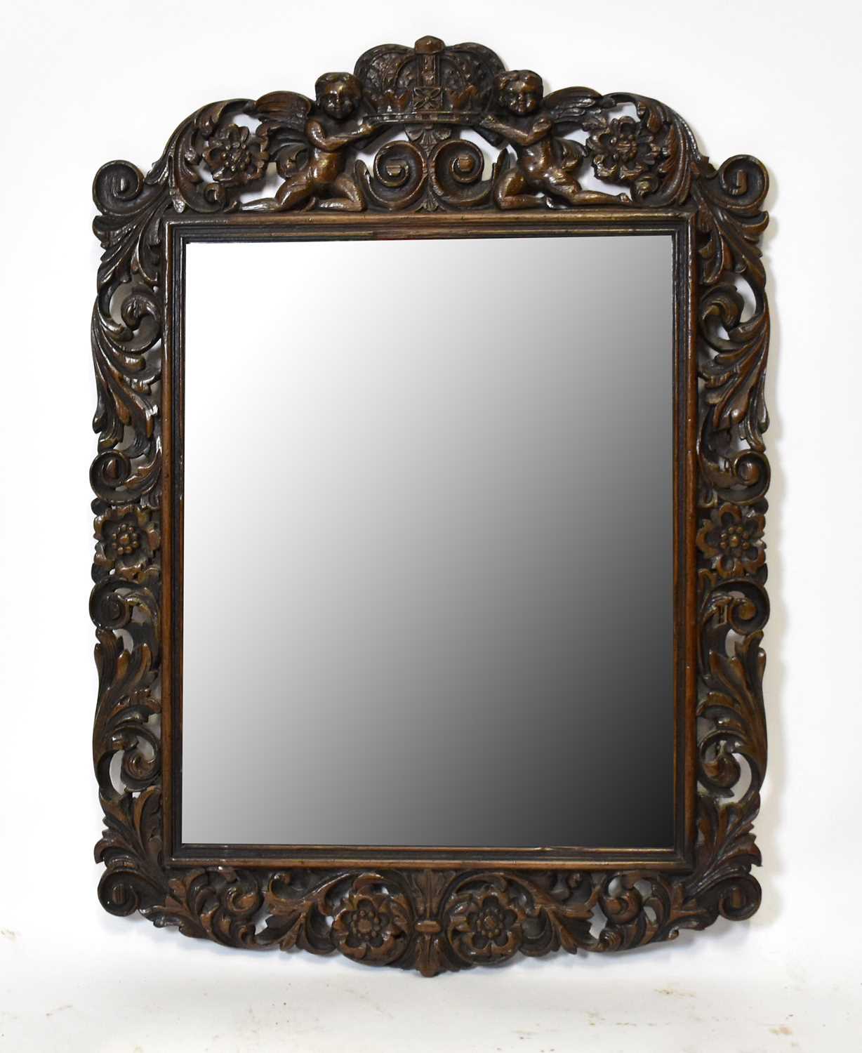 Lot 1685 - A Carolean style carved oak rectangular