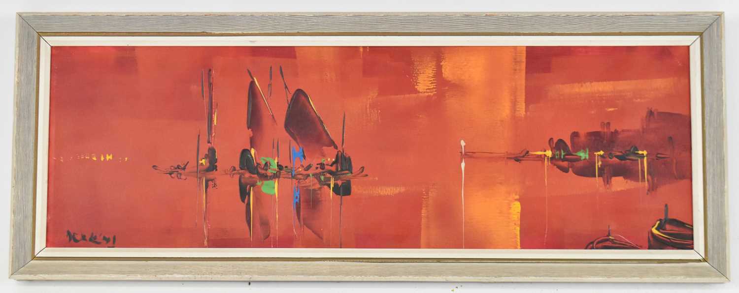 Lot 703 - GEORGE R DEAKIN; an abstract oil on board