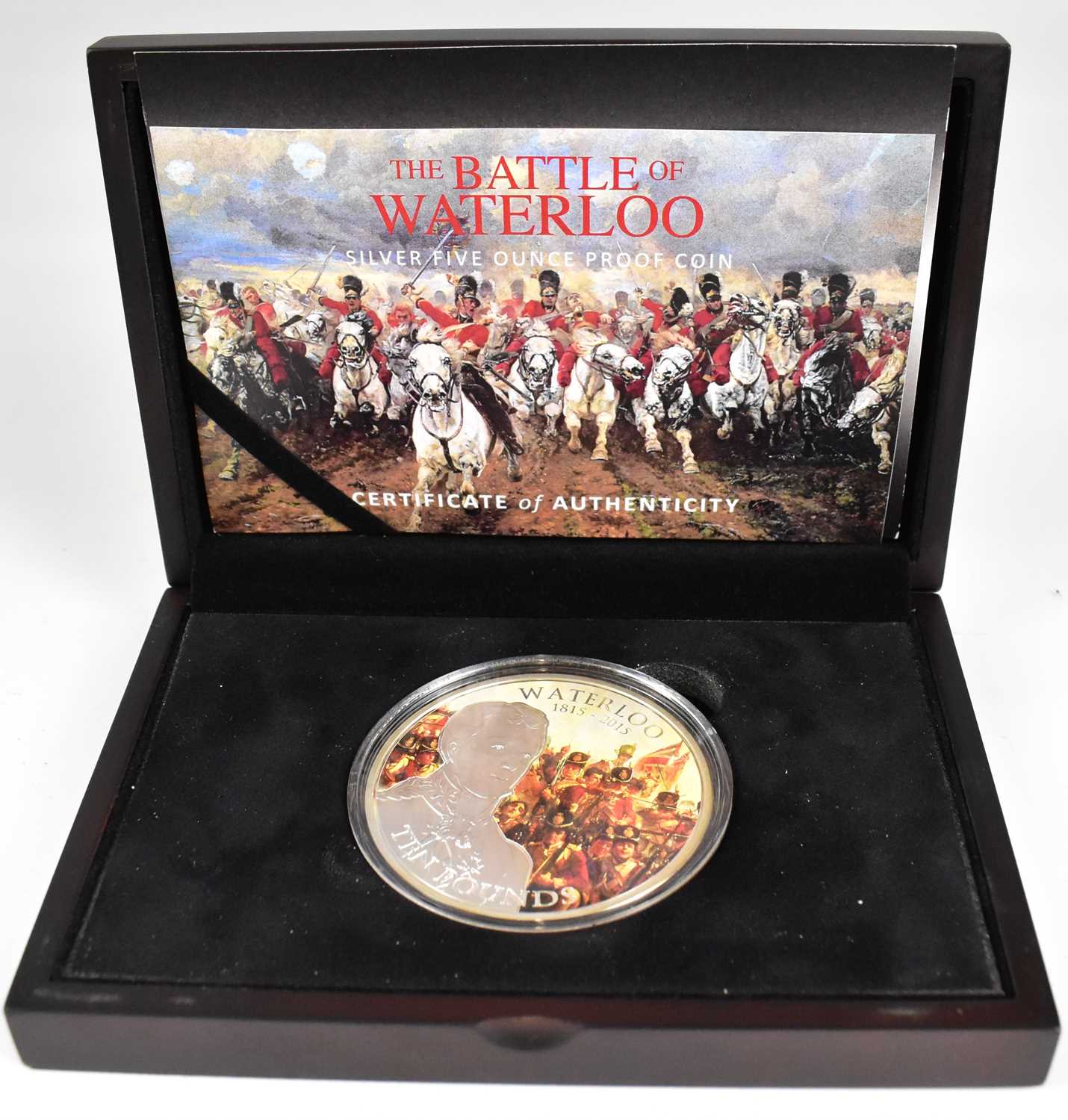 Lot 906 - The Battle of Waterloo silver 5oz proof coin,