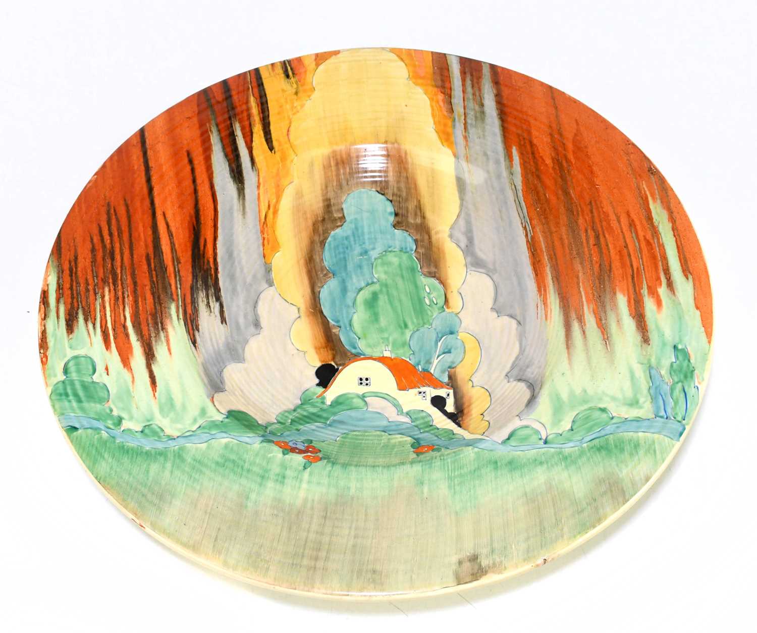 Lot 200 - CLARICE CLIFF; a rare 18" wall charger,