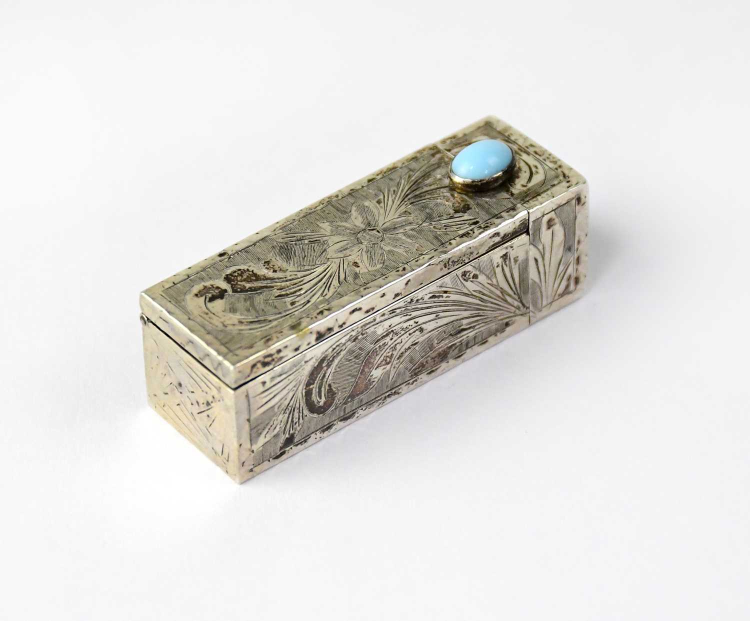 Lot 859 - An Italian 800 grade silver lipstick compact,