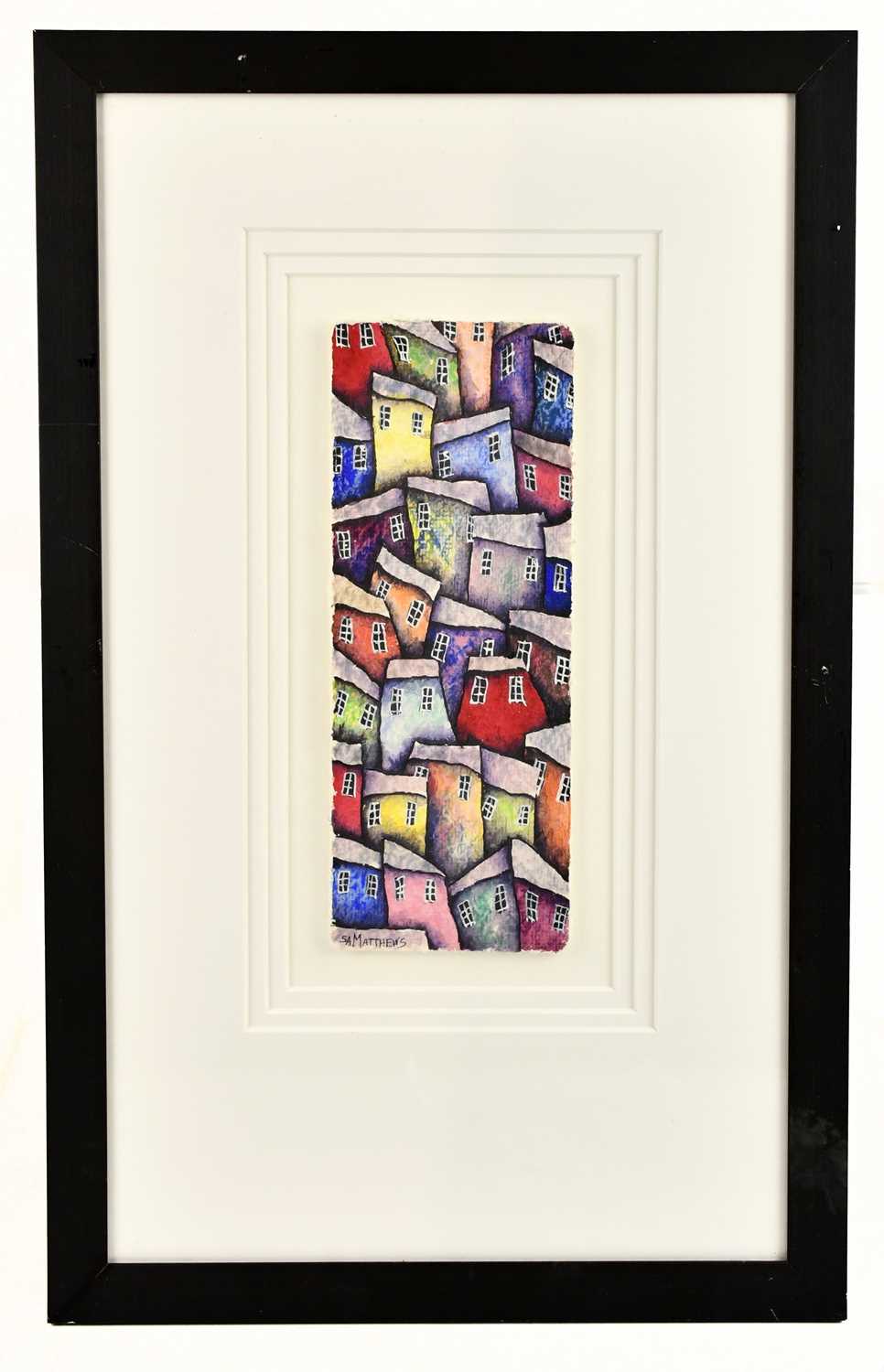 Lot 1600 - SAM MATTHEWS; watercolour, houses, signed