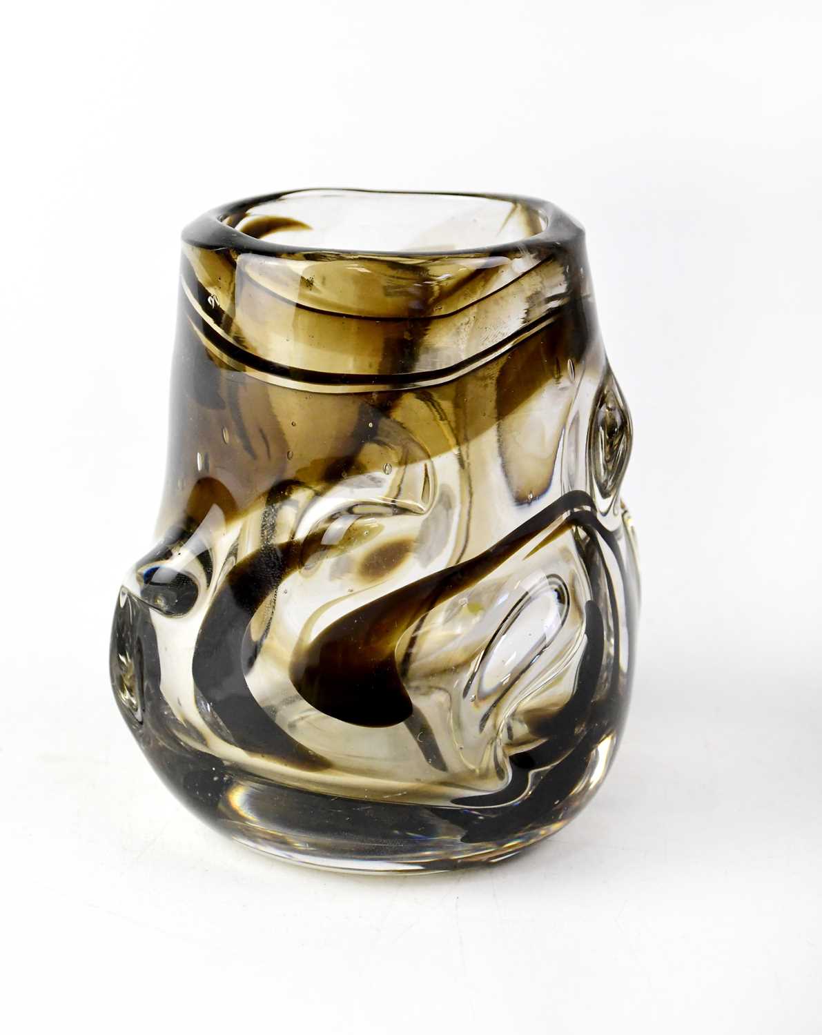 Lot 711 - WHITEFRIARS; a clear and brown glass knobbly