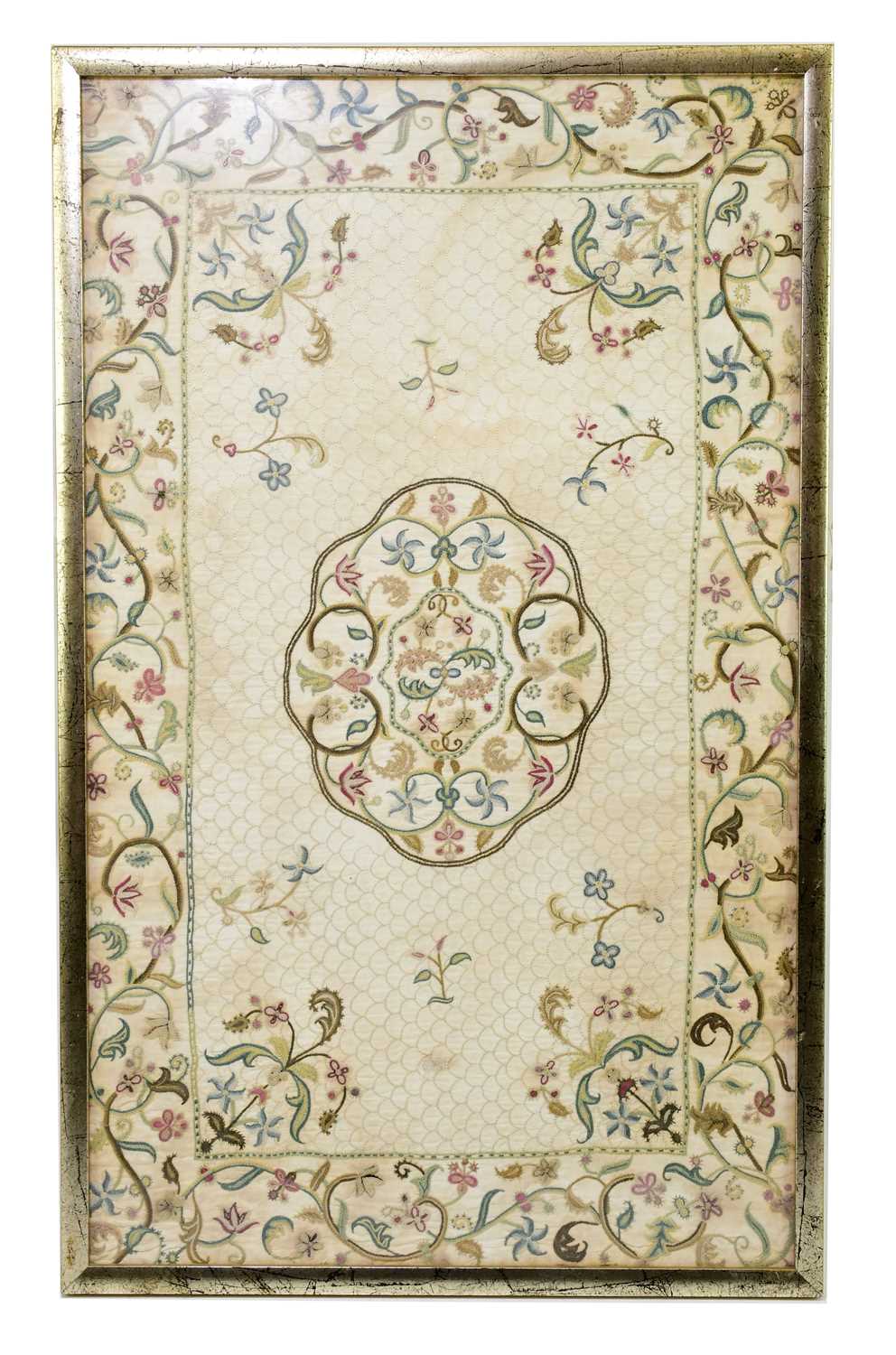 Lot 2349 - An Eastern needlework panel with floral