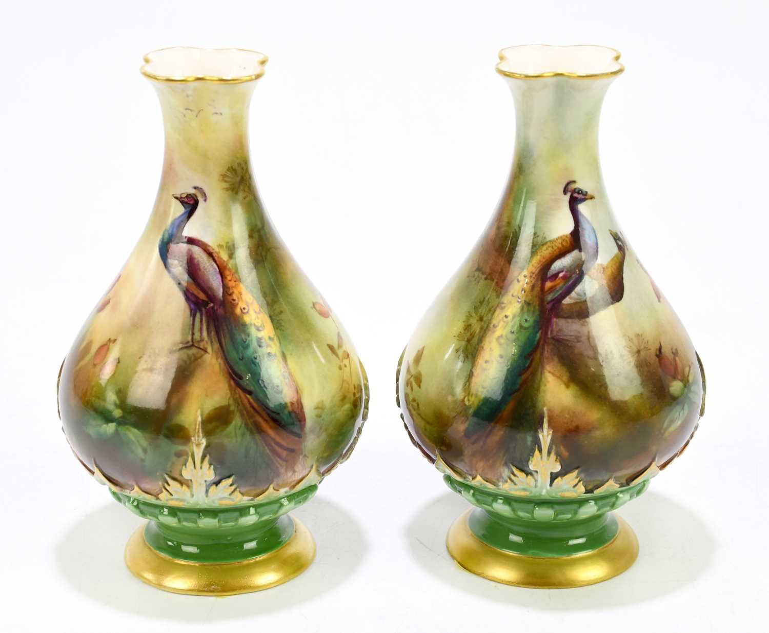 Lot 690 - JOSEPH HADLEY FOR ROYAL WORCESTER; a pair of