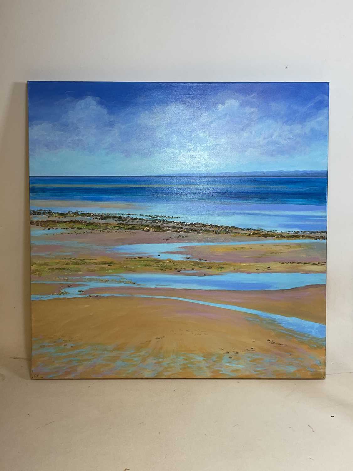 Lot 154 - SANDRA FRANCIS; oil on canvas, beach scene