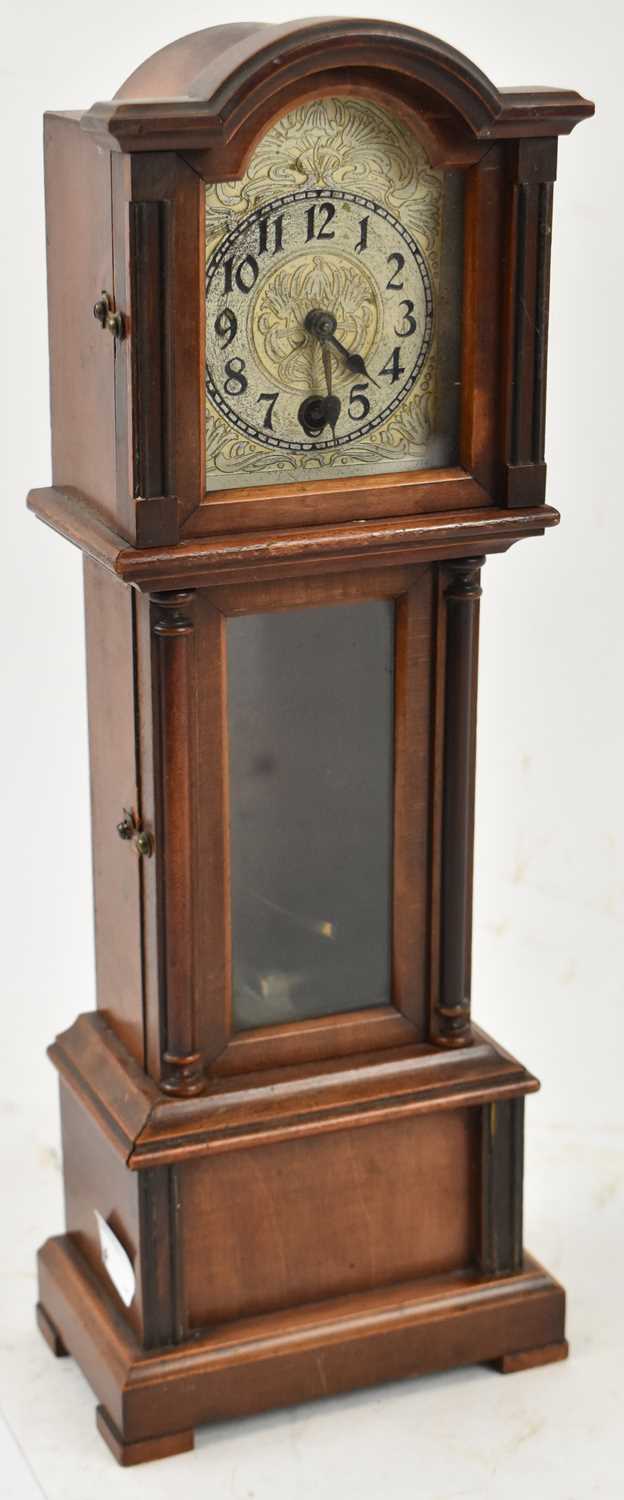 Lot 289 - A miniature longcase clock, height 34cm,