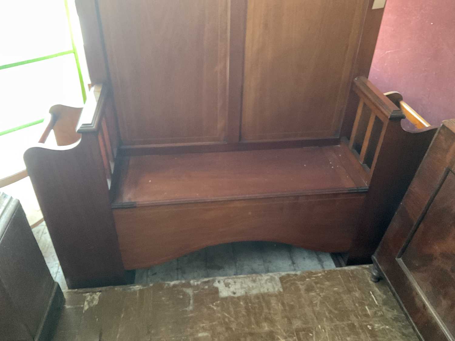 Lot 42 - An Edwardian inlaid mahogany hall stand with