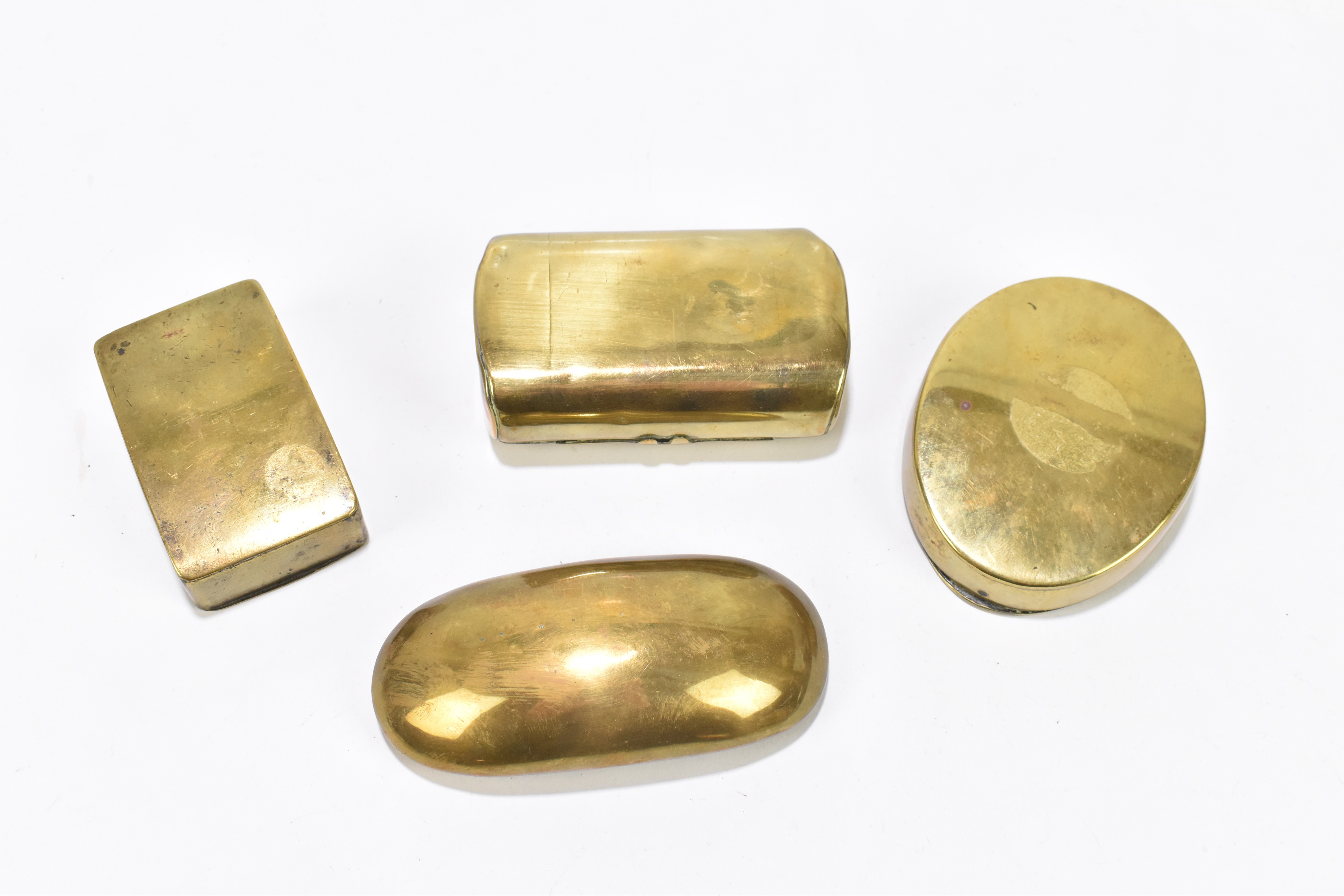 Lot 8 - Four Georgian brass snuff boxes