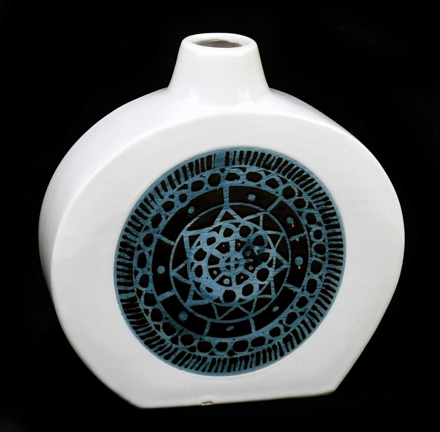 Lot 390 - ANN LEWIS FOR TROIKA POTTERY; a white flask