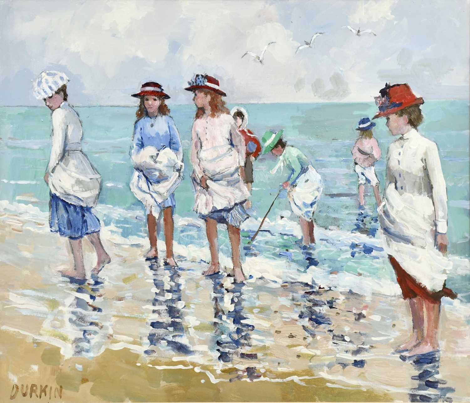 Lot 744 - TOM DURKIN (1928-1990); oil on canvas, girl