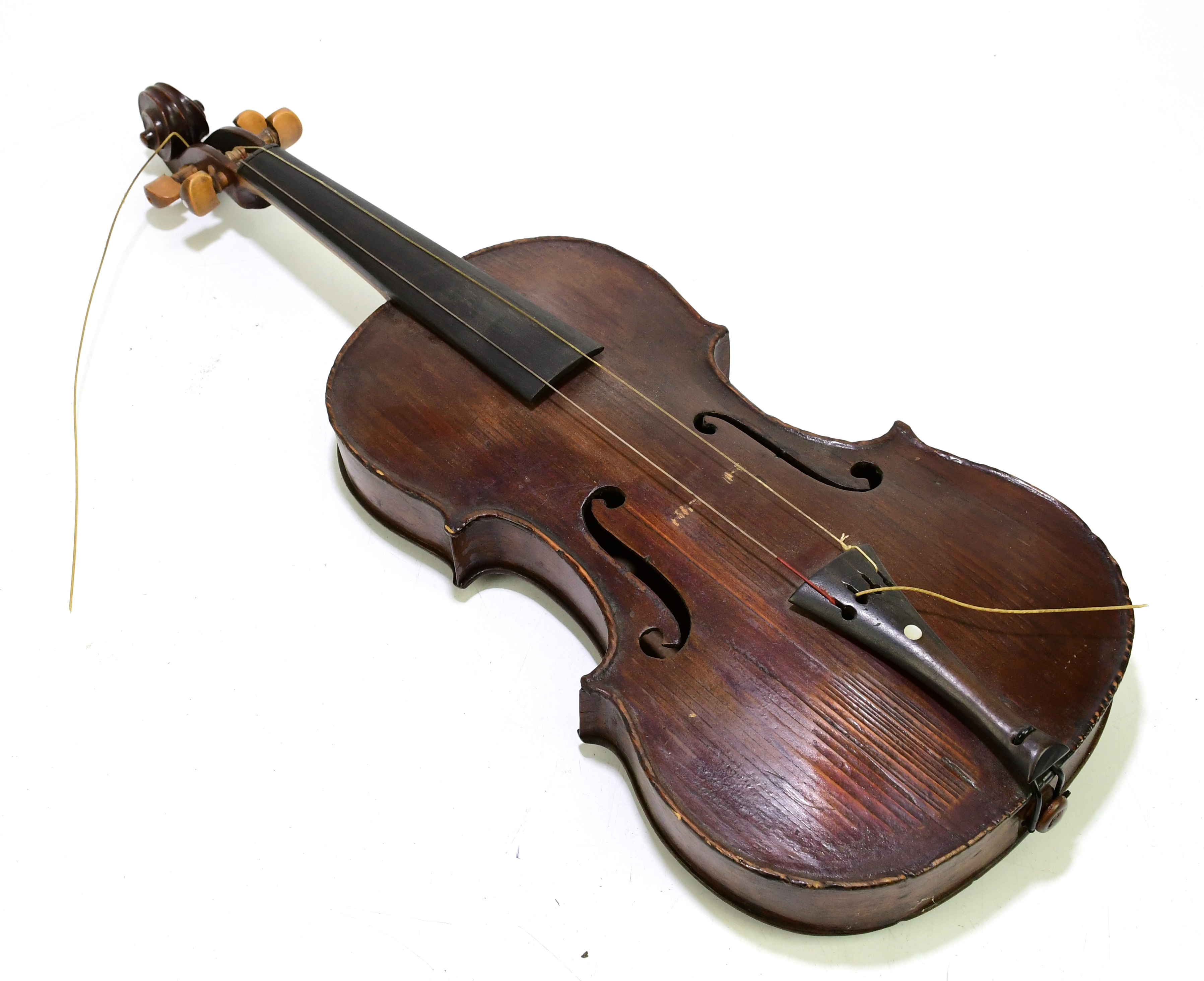 Lot 1025 - A small full size violin for restoration,