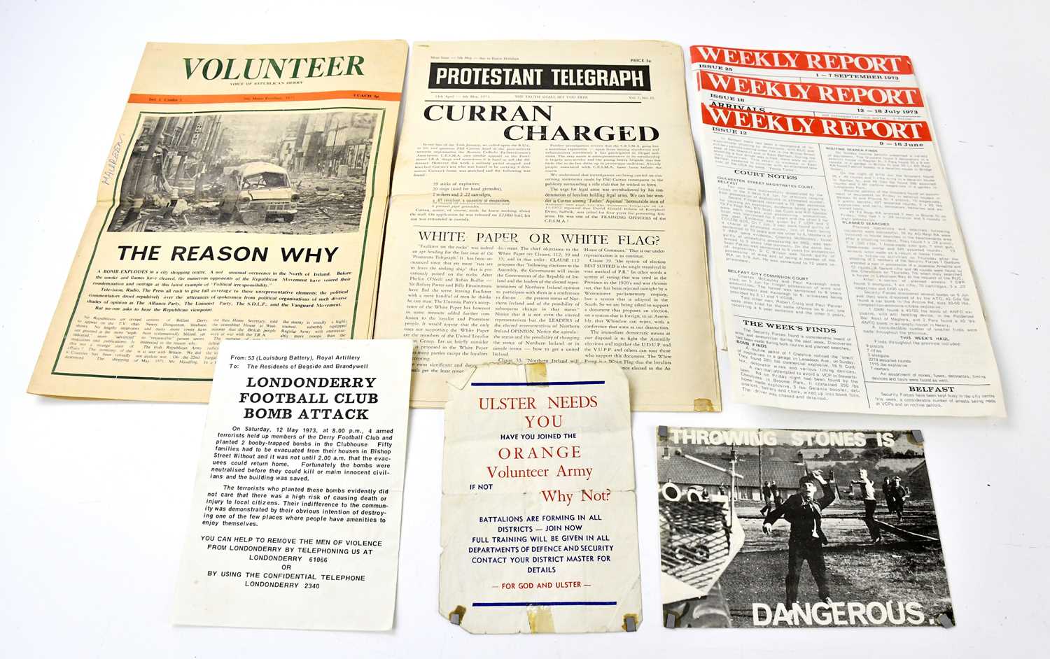 Lot 922 - NORTHERN IRELAND; 'WEEKLY REPORT', six