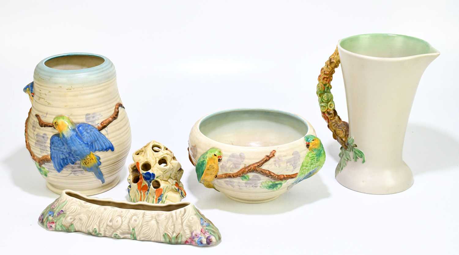 Lot 212 - CLARICE CLIFF; five pieces to include a posy