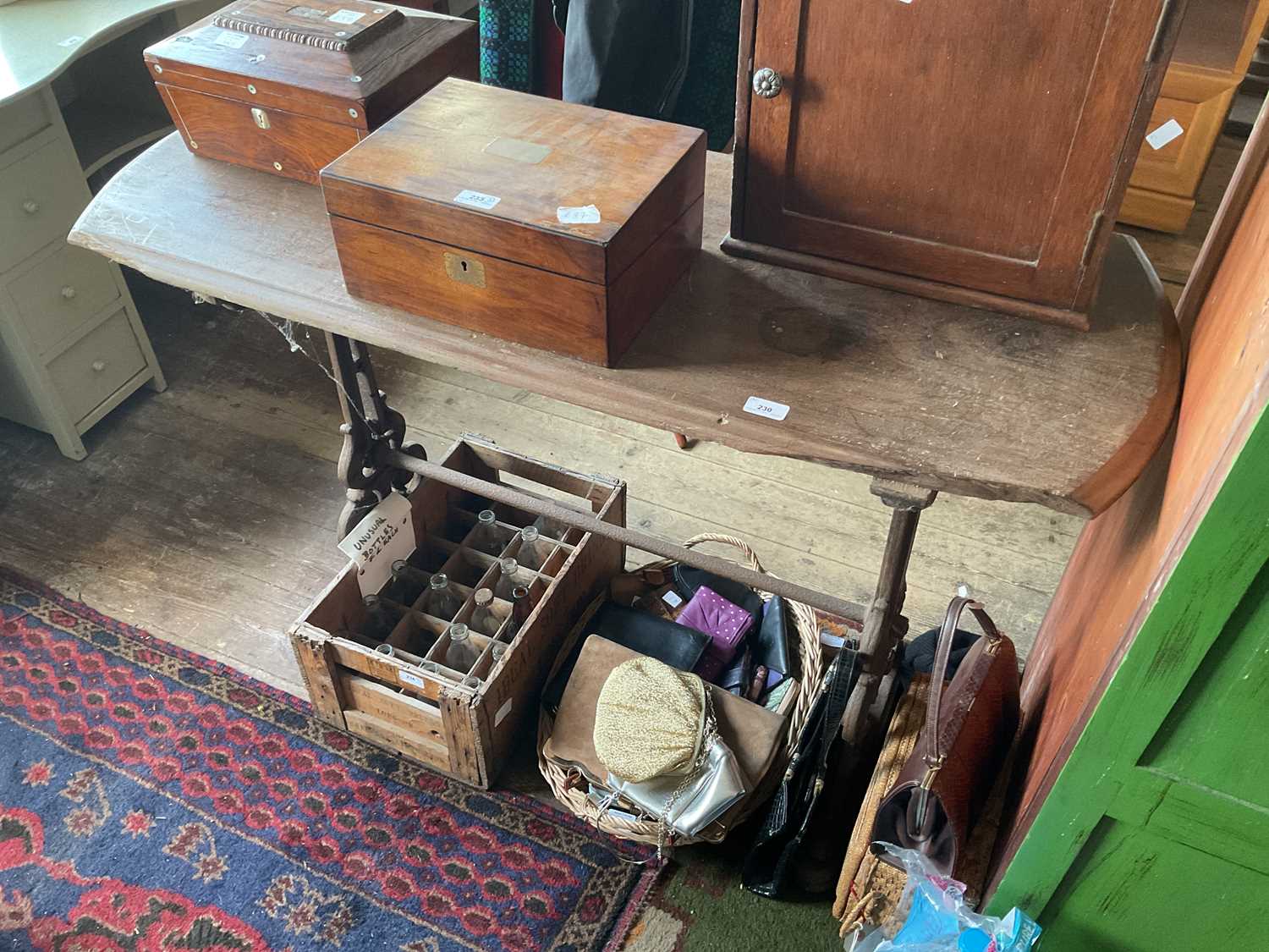 Lot 230 - A Victorian garden table with later wooden