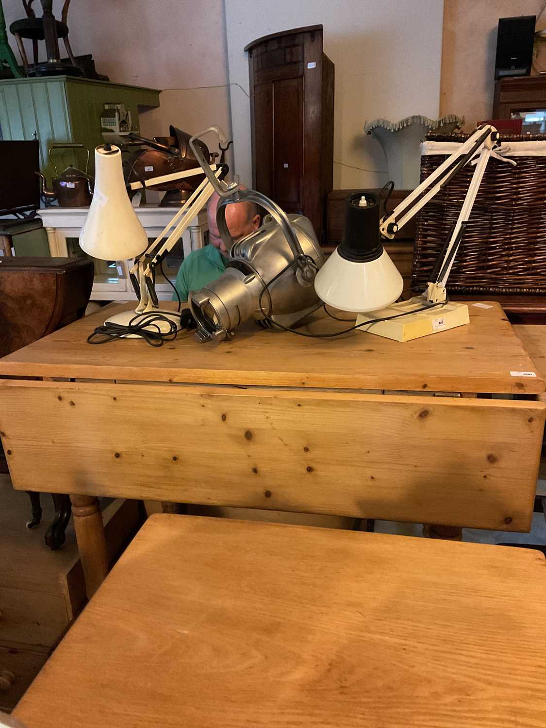 Lot 401 - Two anglepoise type lamps and a silvered