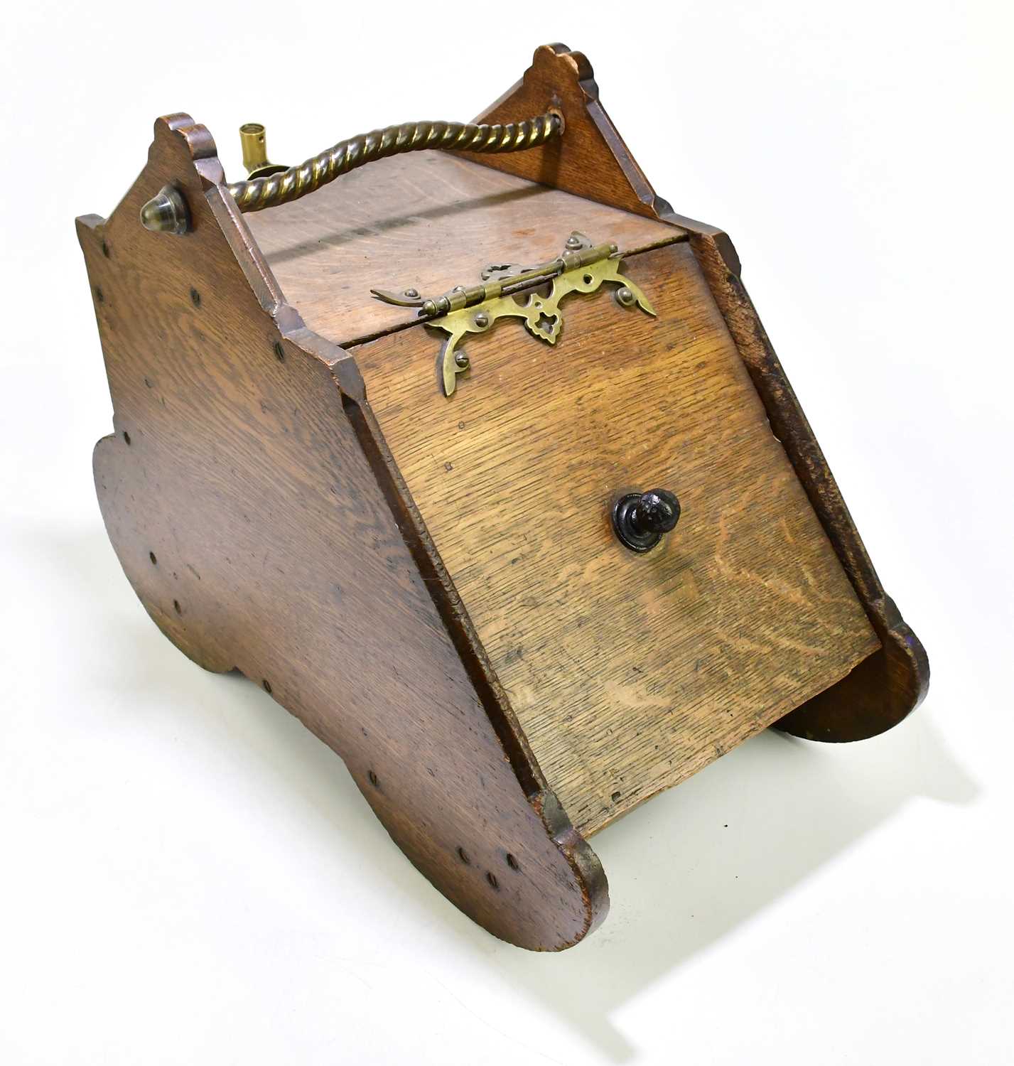 Lot 2467 - A Victorian brass bound oak coal box.