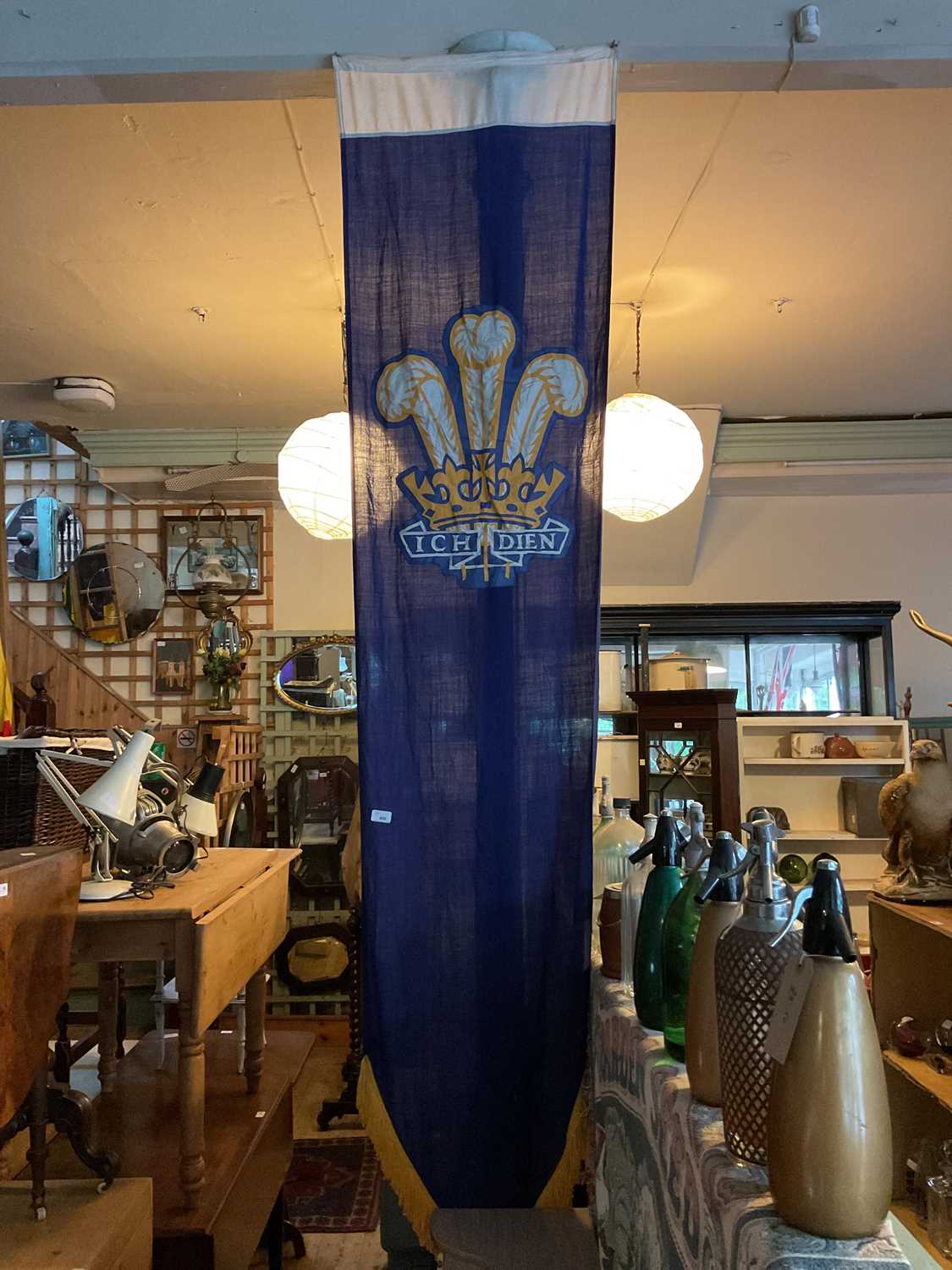 Lot 409 - A vintage banner 'Ich Dien', with Prince of