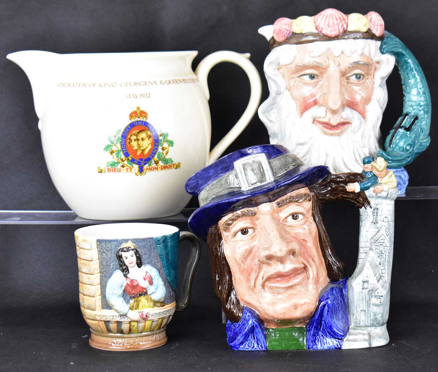 Lot 492 - ROYAL DOULTON; two large character jugs,