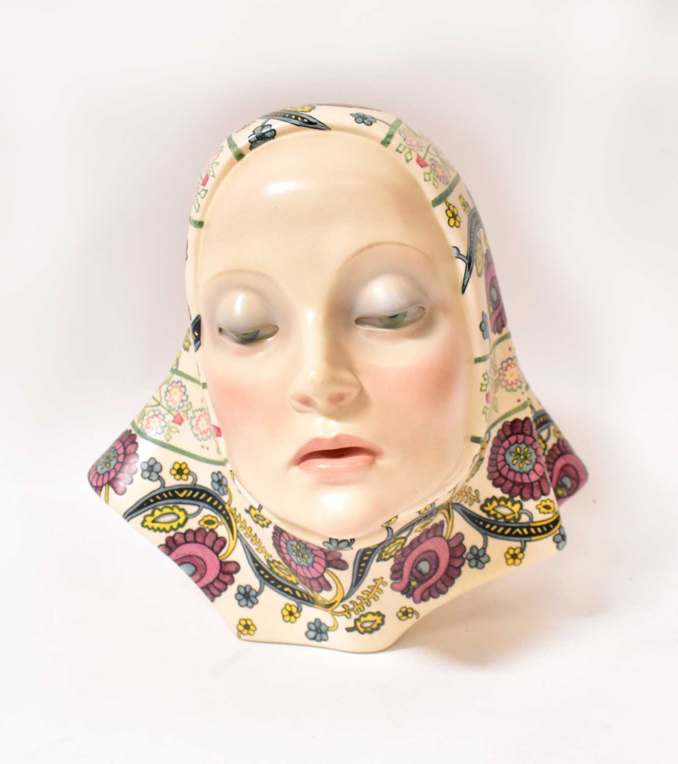 Lot 508 - LENCI; a hand painted bust of a young woman