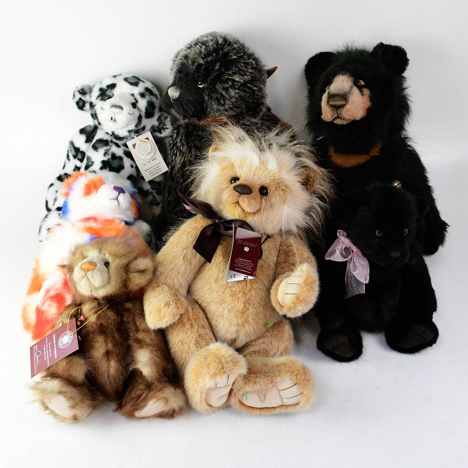 Lot 273 - Seven various Charlie Bears plush collection
