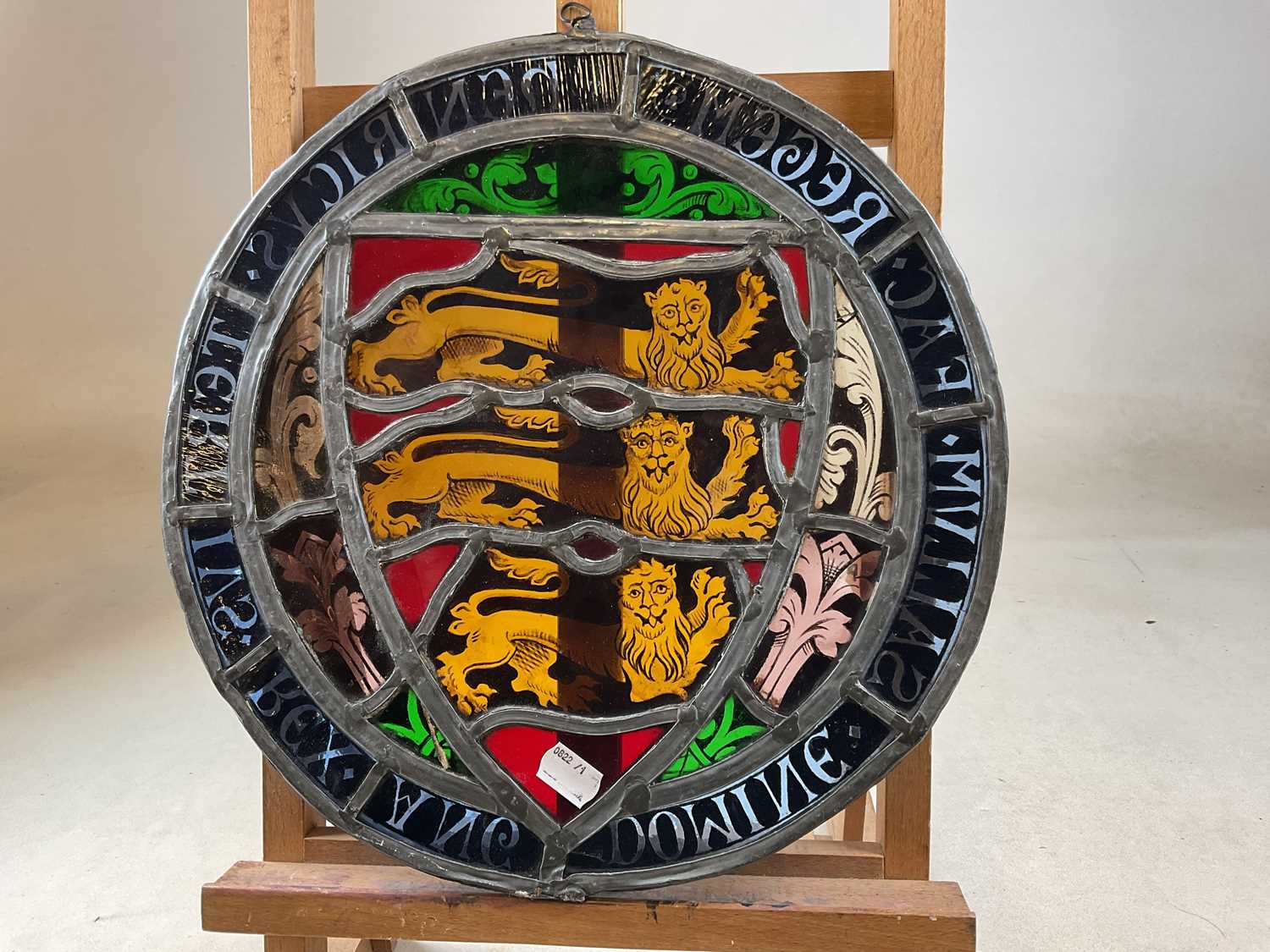 Lot 2 - A circular 18th century stained glass panel,