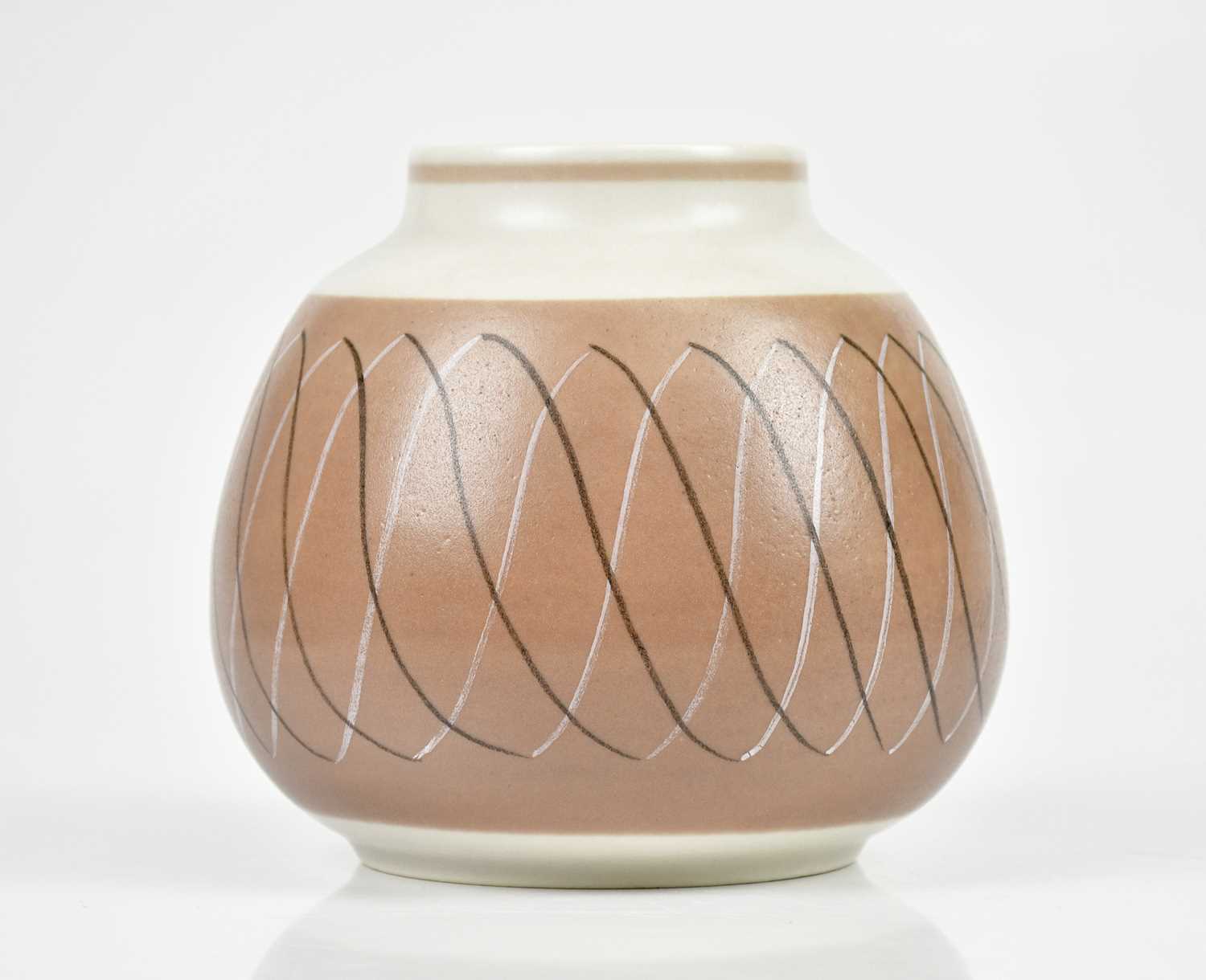 Lot 214 - ALFRED RHEAD FOR POOLE POTTERY; a squat free