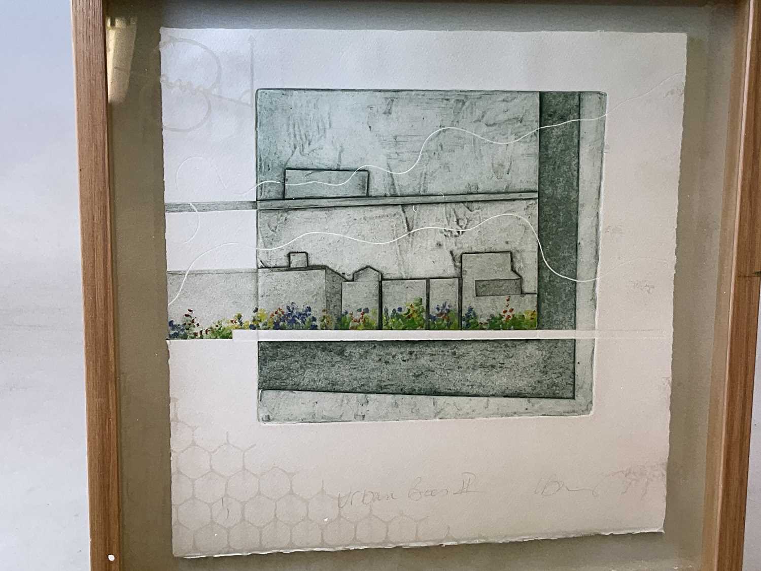 Lot 135 - LYN BAILEY; mono print with screen print,