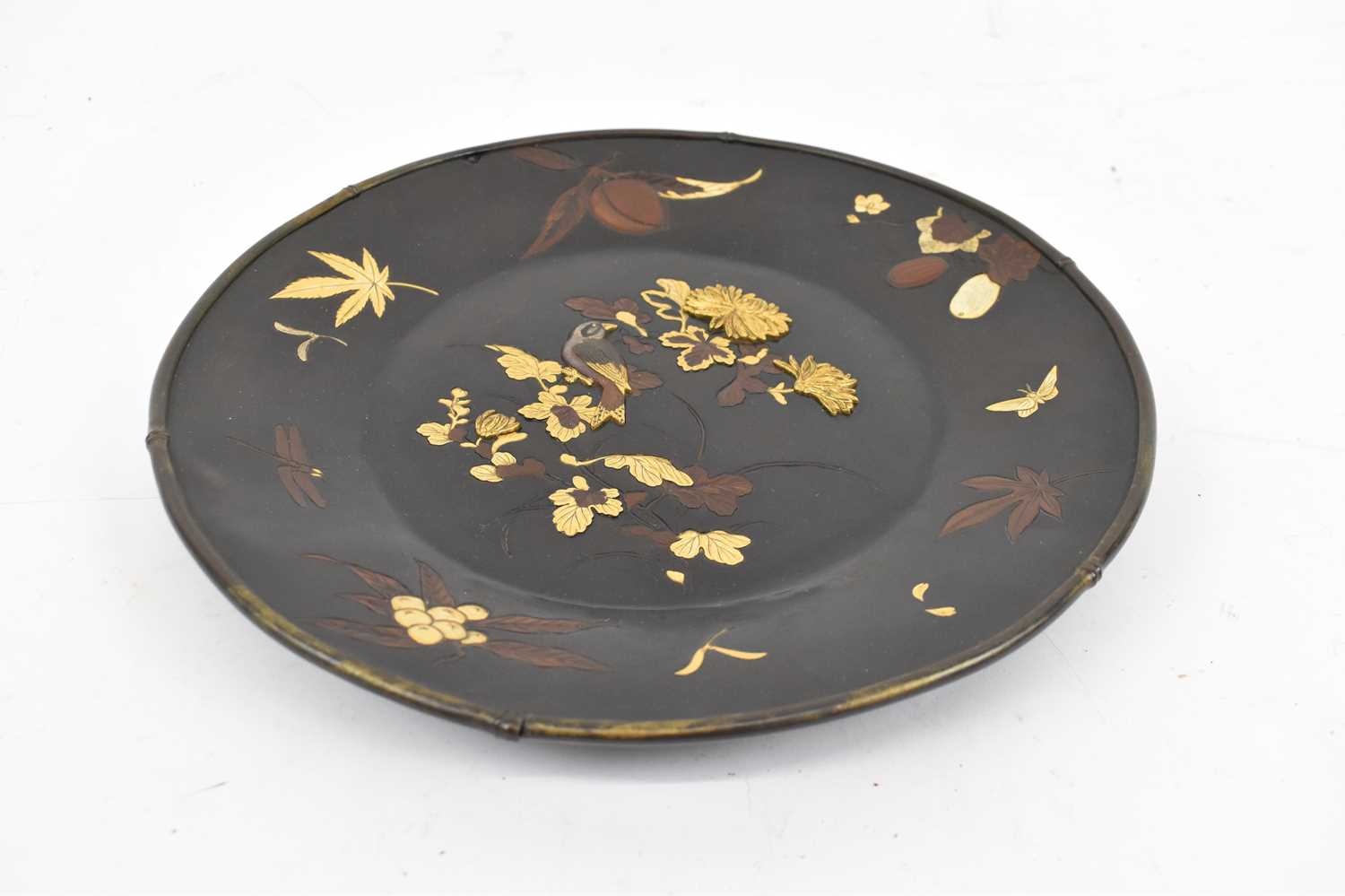 Lot 427 - A Japanese Meiji period mixed metal plate,
