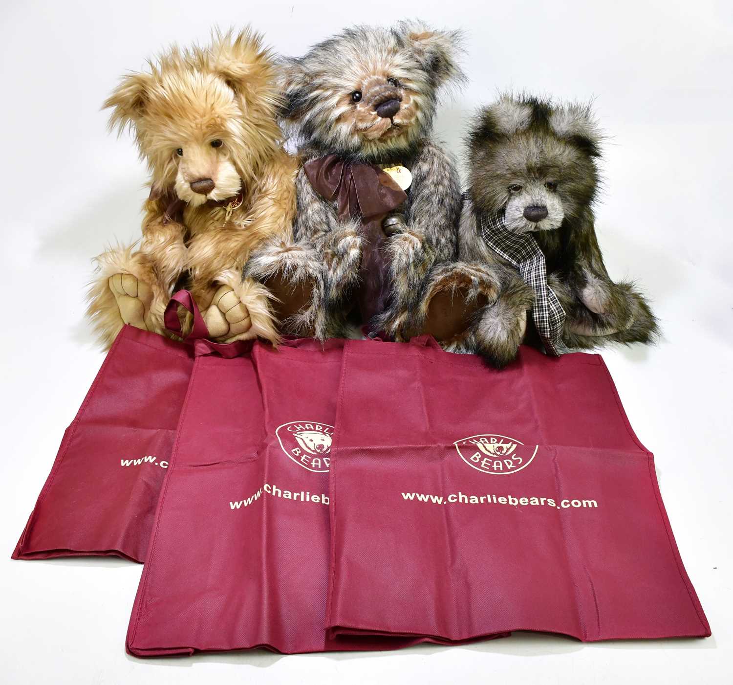 Lot 60 - CHARLIE BEAR; three large size teddy bears