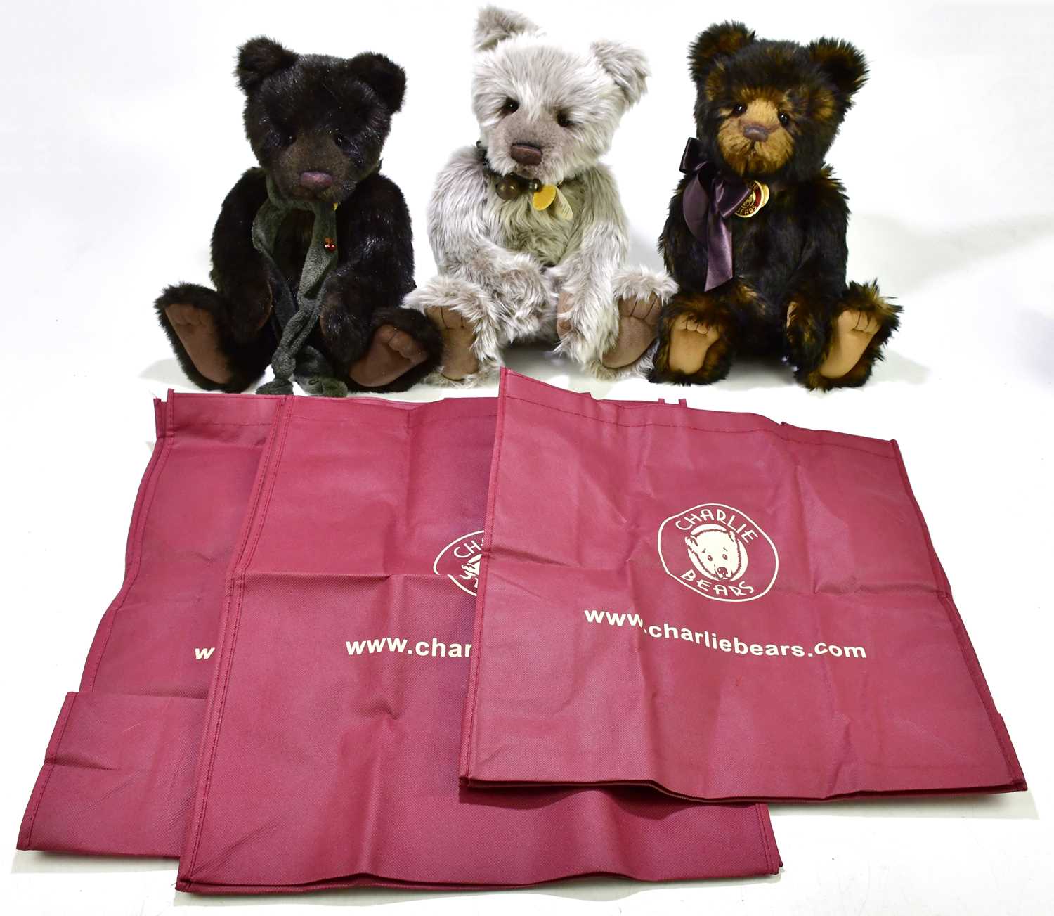 Lot 121 - CHARLIE BEARS; three teddy bears comprising