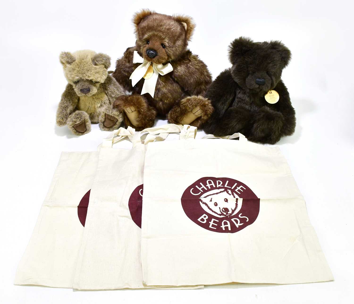 Lot 241 - CHARLIE BEARS; three teddy bears comprising