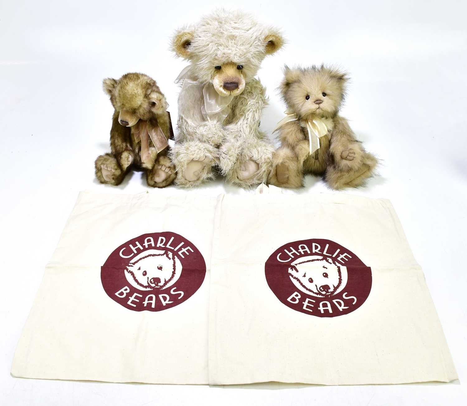 Lot 301 - CHARLIE BEARS; three teddy bears comprising
