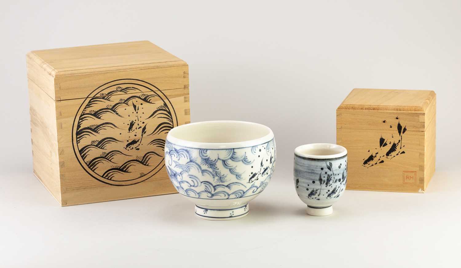 Lot 673 - RICHARD HEELEY; a porcelain bowl decorated