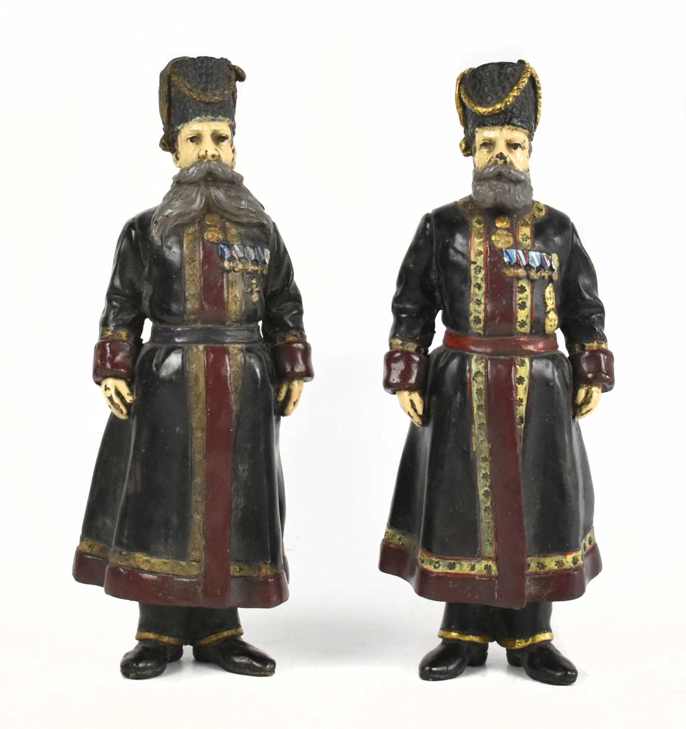 Lot 53 - A pair of Russian cold painted metal figures
