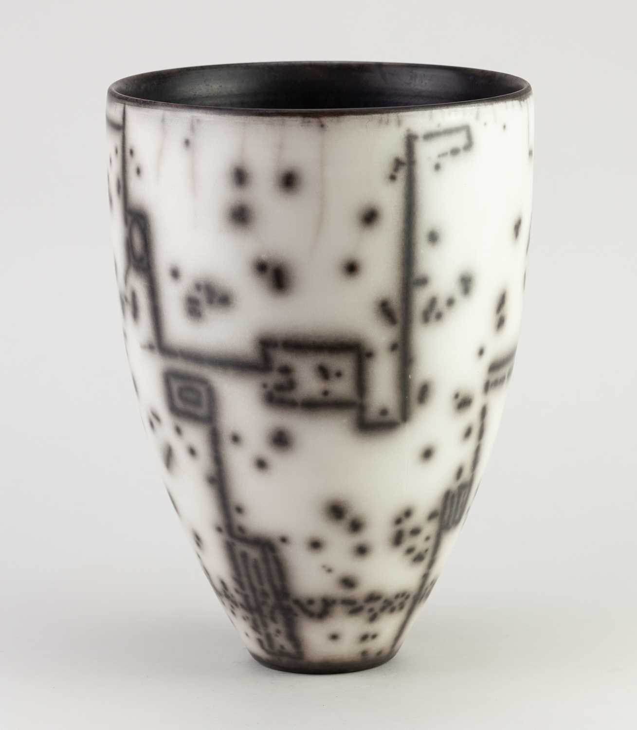 Lot 761 - TIM ANDREWS (born 1960); a deep raku vase,