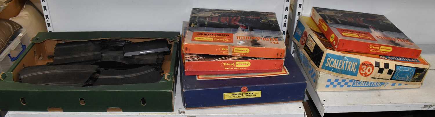 Lot 535 - A group of boxed train sets and Scalextric