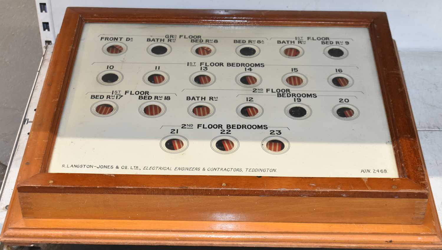 Lot 264 - A butler's bell board, 43.5 x 53cm.