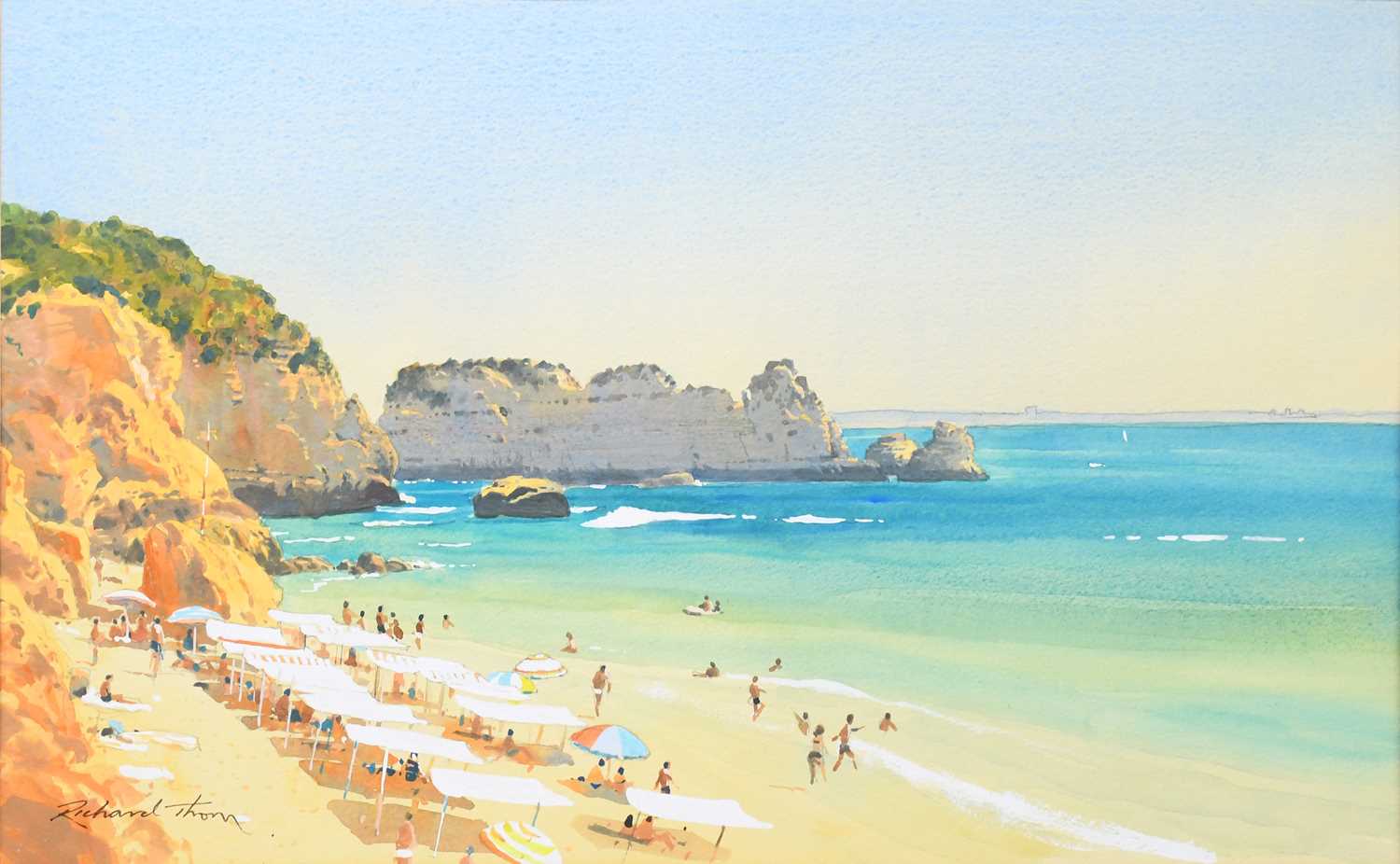 Lot 1358 - RICHARD THORN; watercolour, coastal