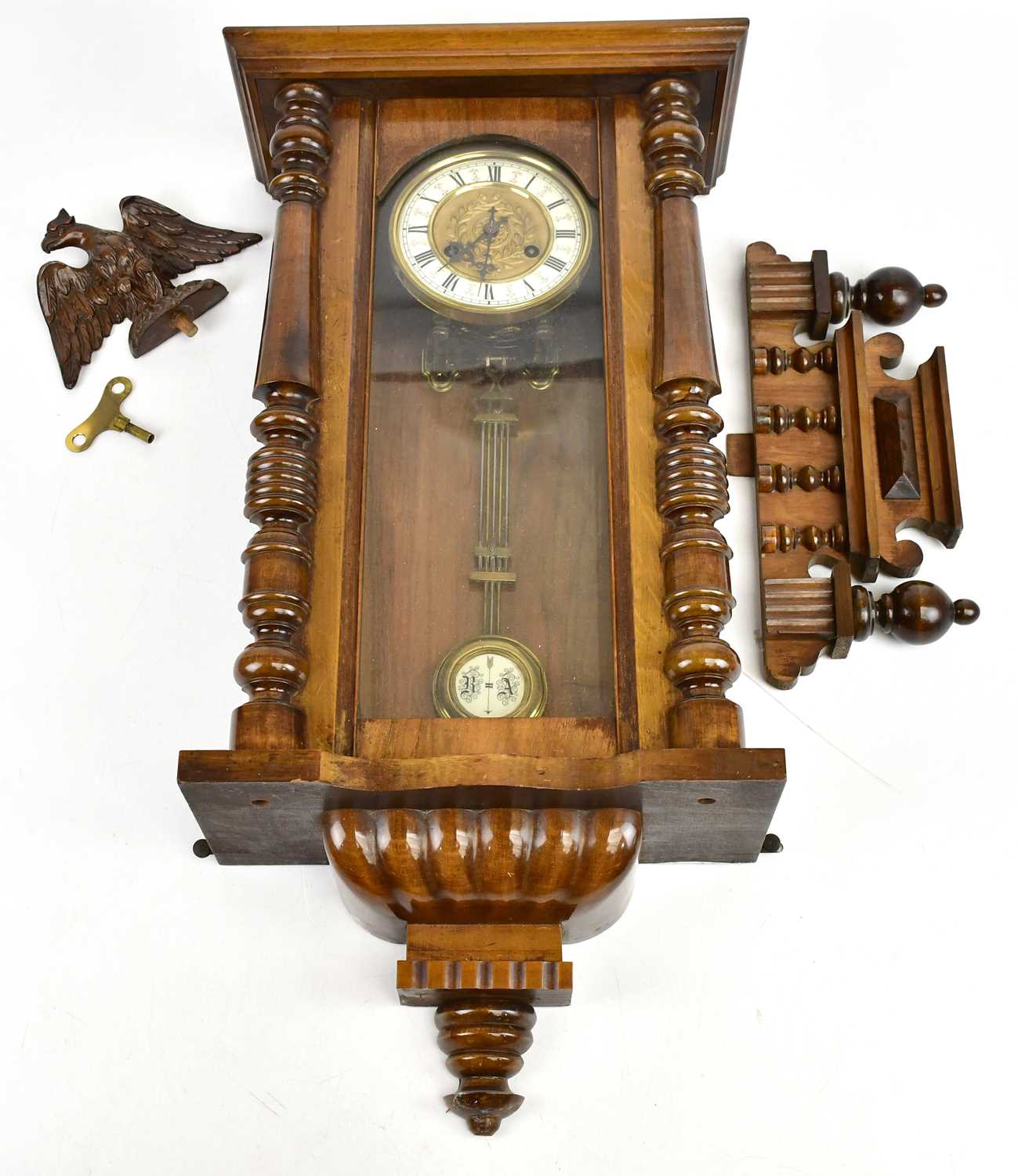 Lot 1483 - A Victorian walnut Vienna wall clock, the
