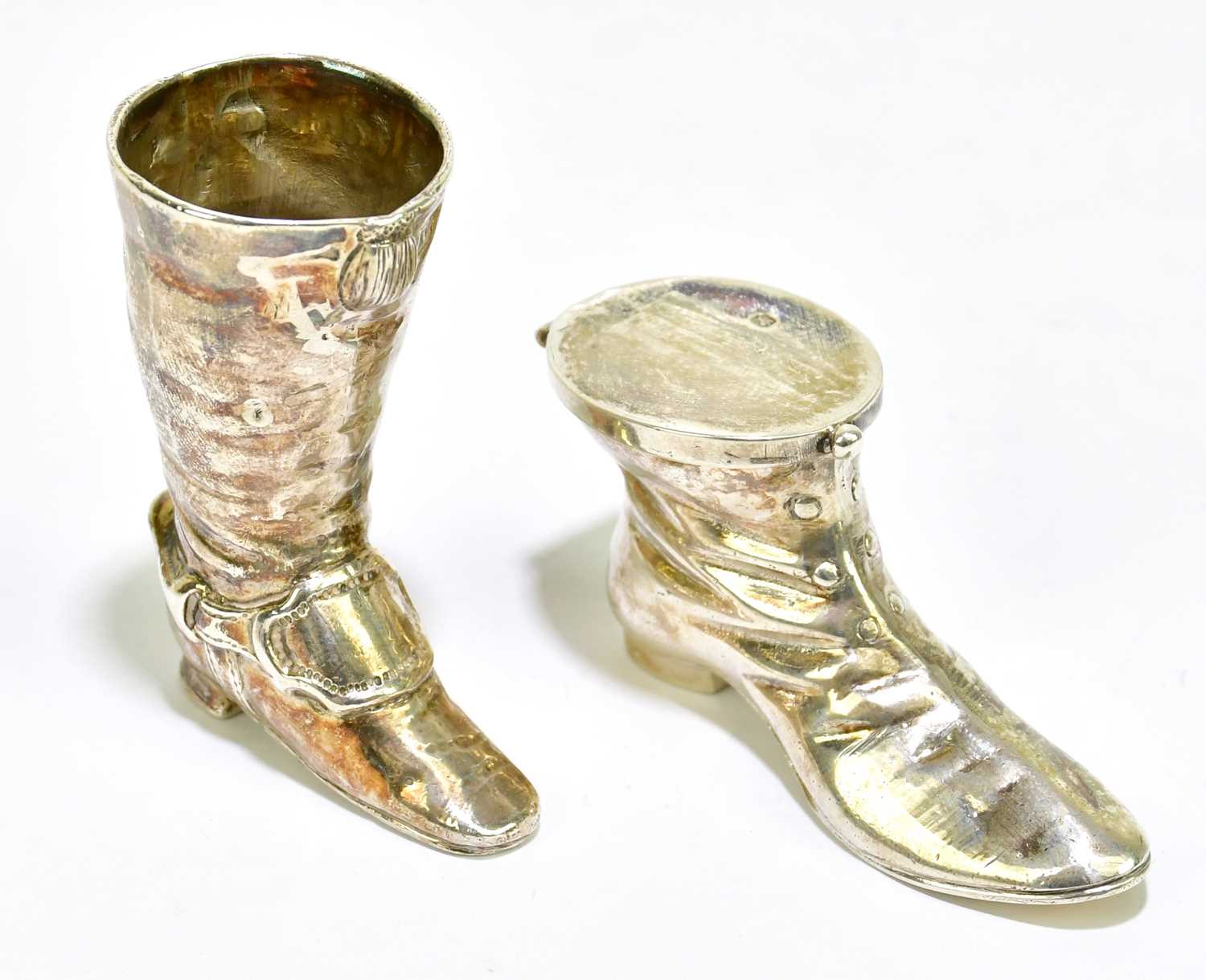Lot 573 - A Continental silver model of a boot, import