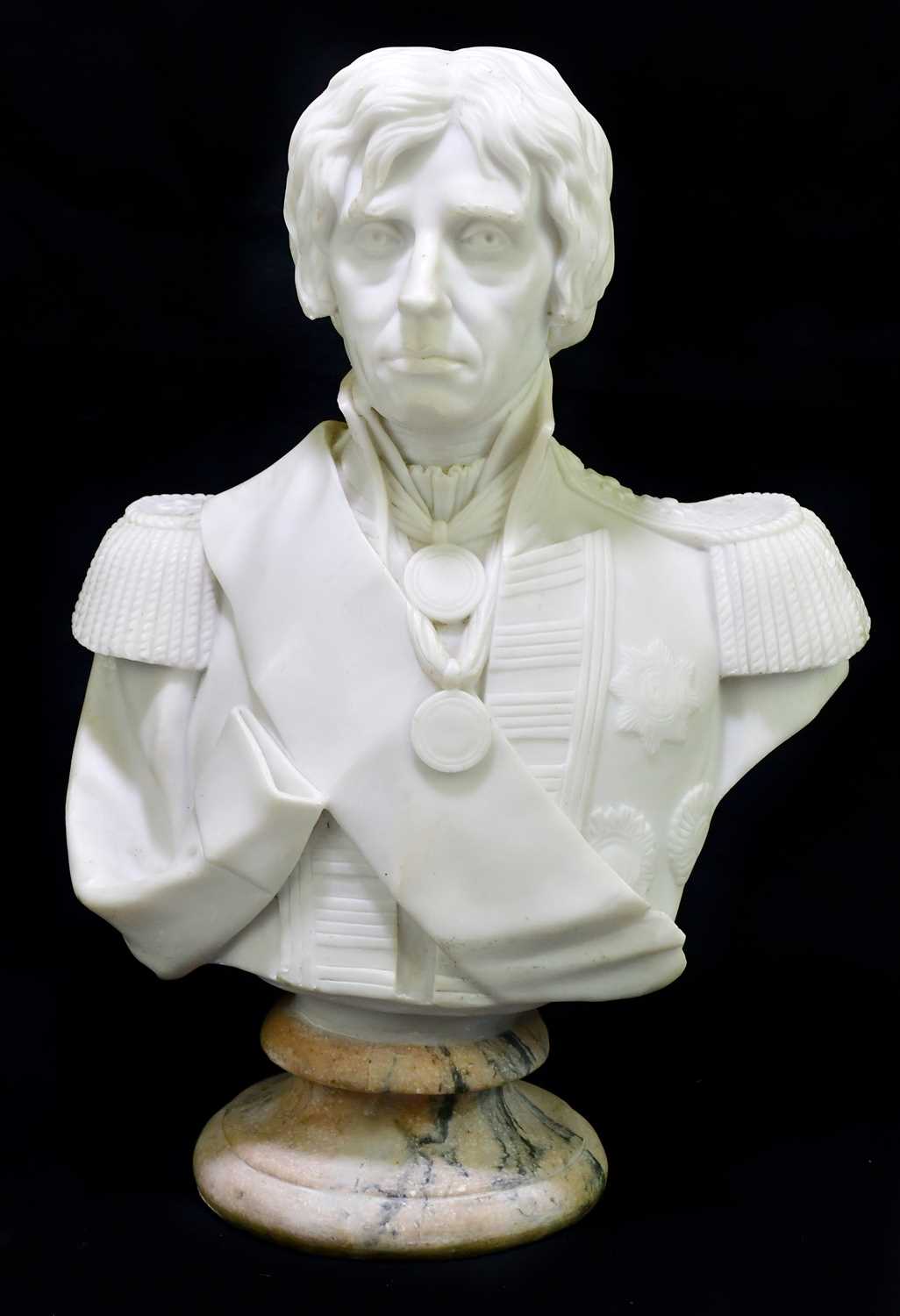 Lot 1174 - FREDERICKS; a marble bust of Nelson in