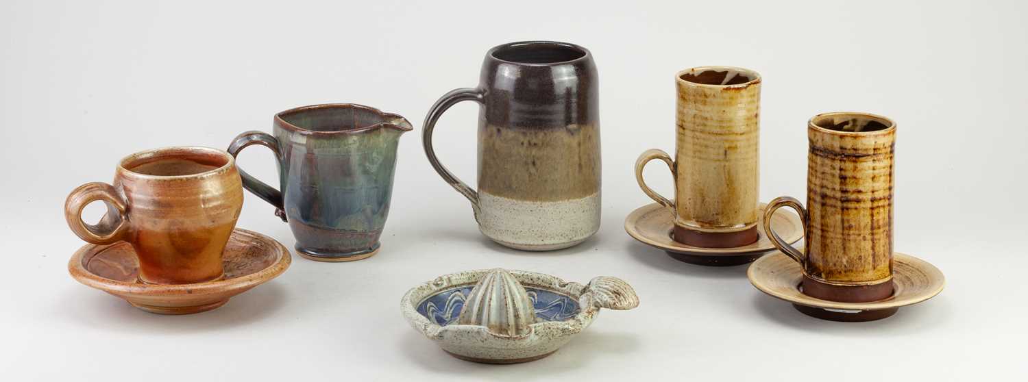 Lot 822 - A group of studio ceramics including a cup