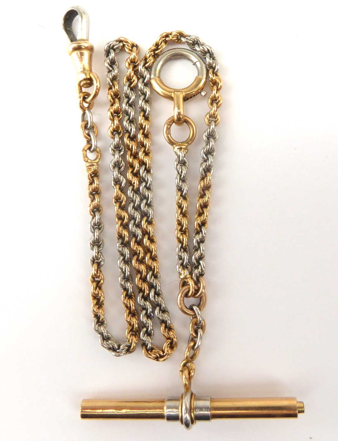 Lot 1287 - An 18ct gold two-tone rope link pocket
